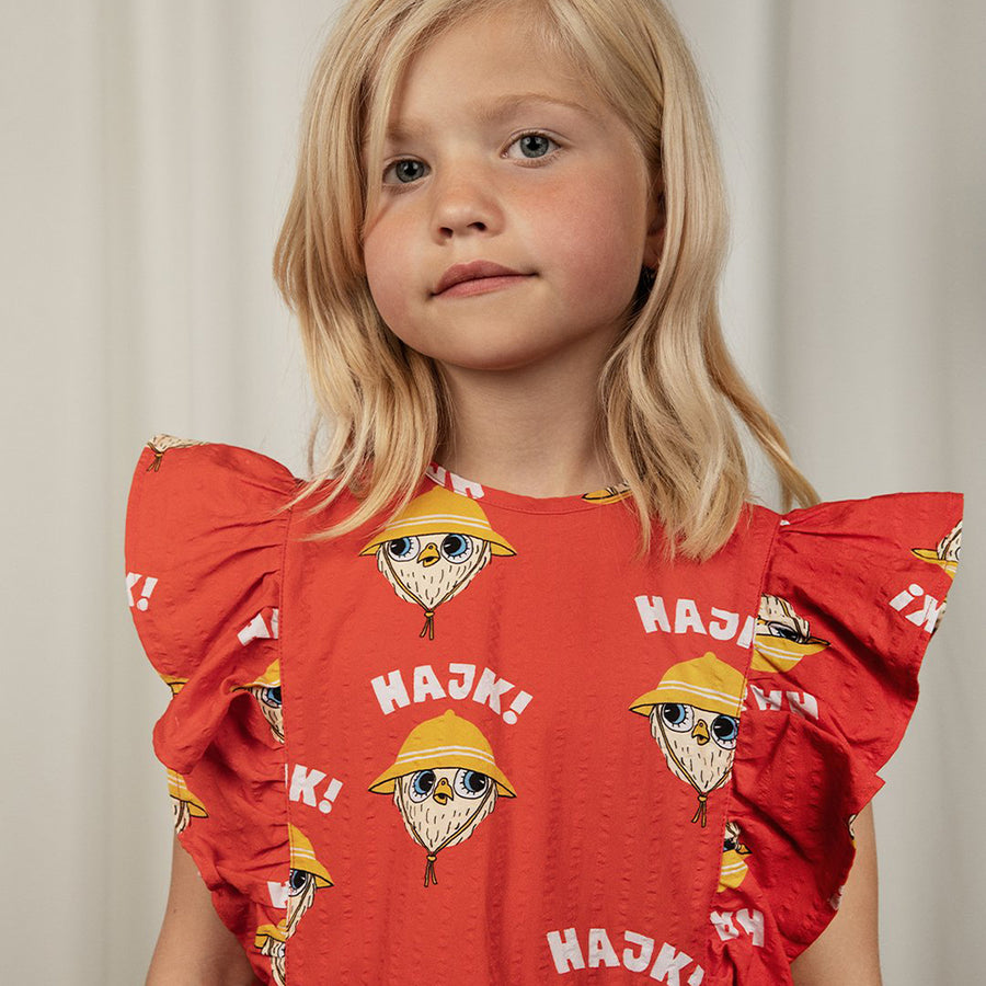 Mini Rodini :: Hike Aop Woven Ruffle Dress Red – The Front Shop